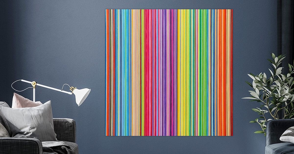 Dream Touch | Abstract schilderij met strepen en vele kleuren van Anja Namink - Schilderijen op ...